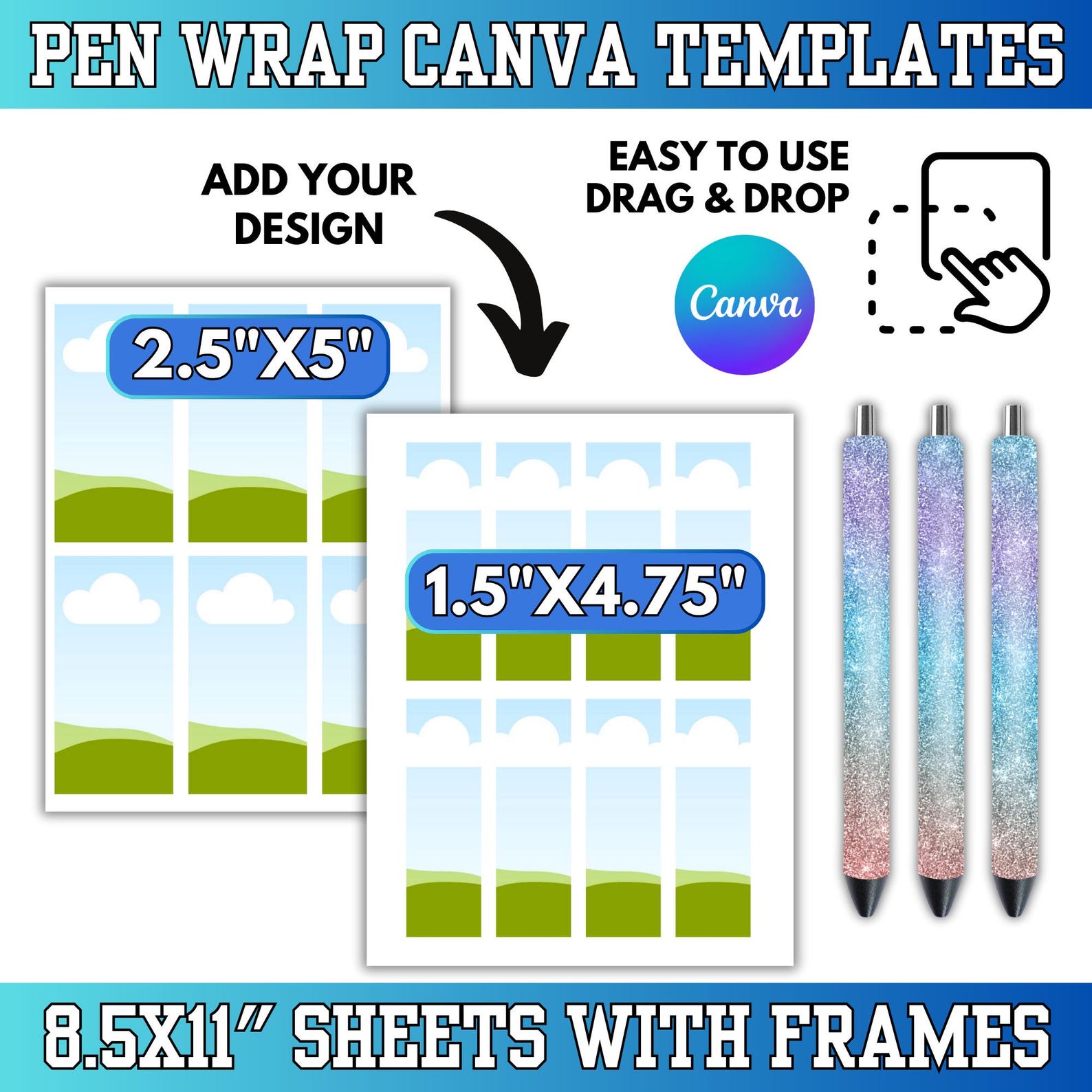 Pen Wrap Canva Template: Sublimation Pen Label, Wrapper Templates - Etsy