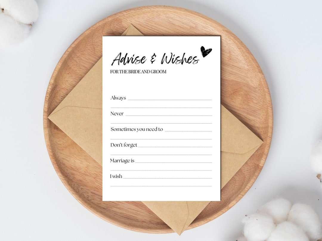 Advice for the Bride and Groom, Wedding Advice Cards, Bridal Shower ...