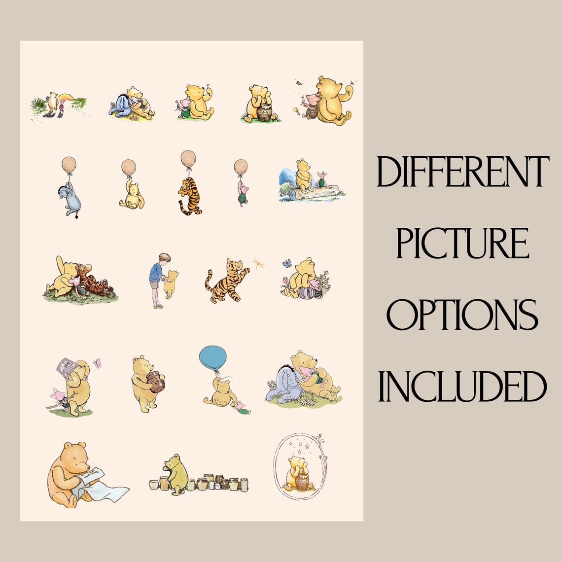 Winnie the Pooh Baby Shower Signs: Baby Decor Template Guestbook Diaper ...