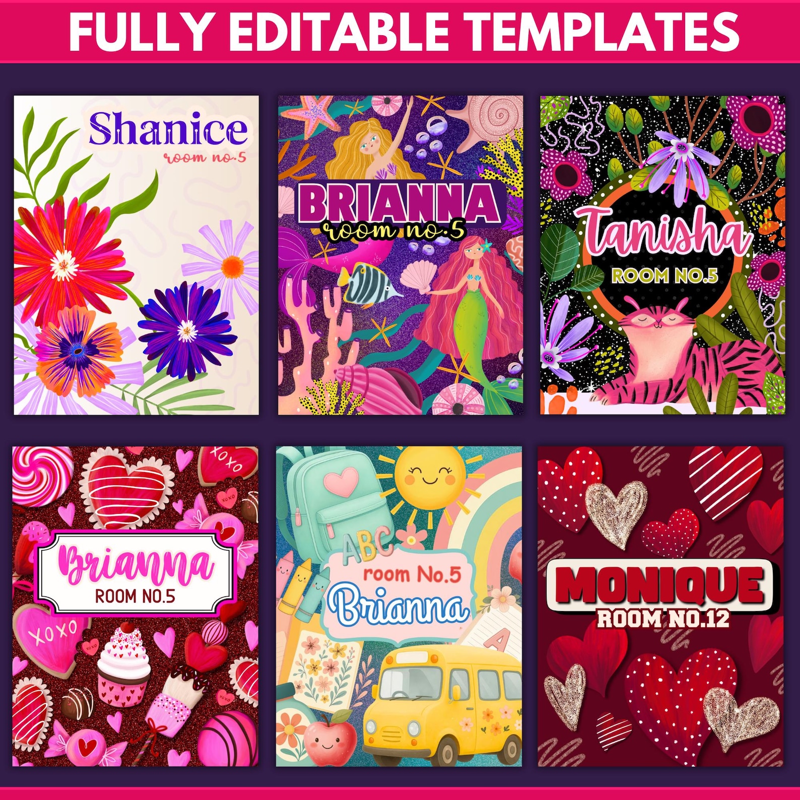 Editable Composition Notebook Cover Templates: Back to School Mega ...