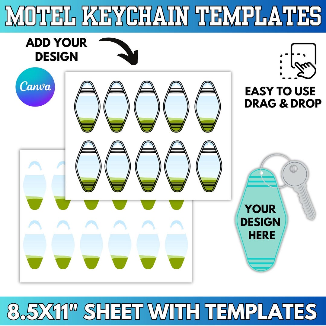 Editable Motel Keychain Template: Keychain Sublimation Design Canva ...