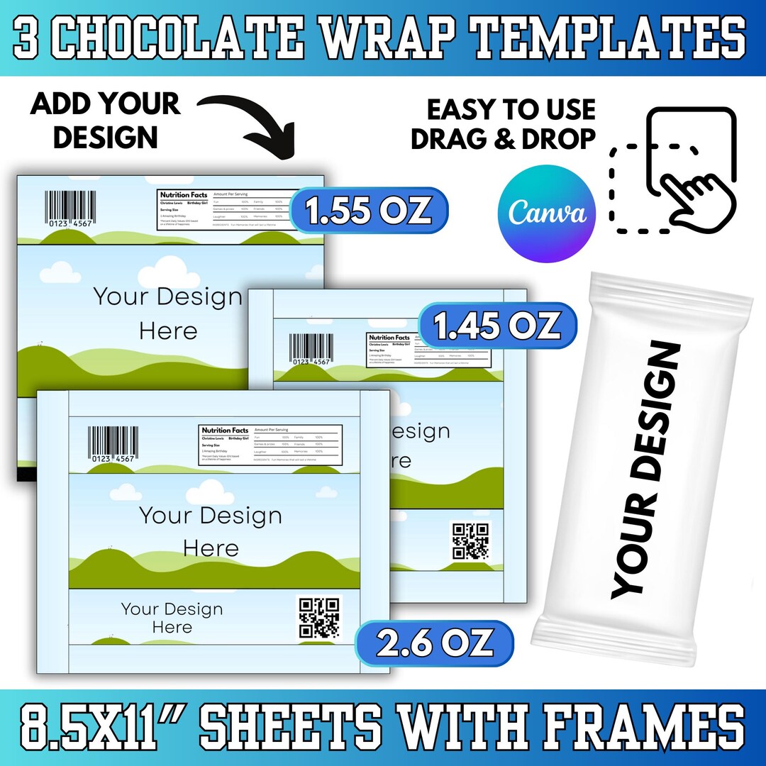 Chocolate Bar Wrapper Templates: Candy Wrap Canva, Party Favor - Etsy