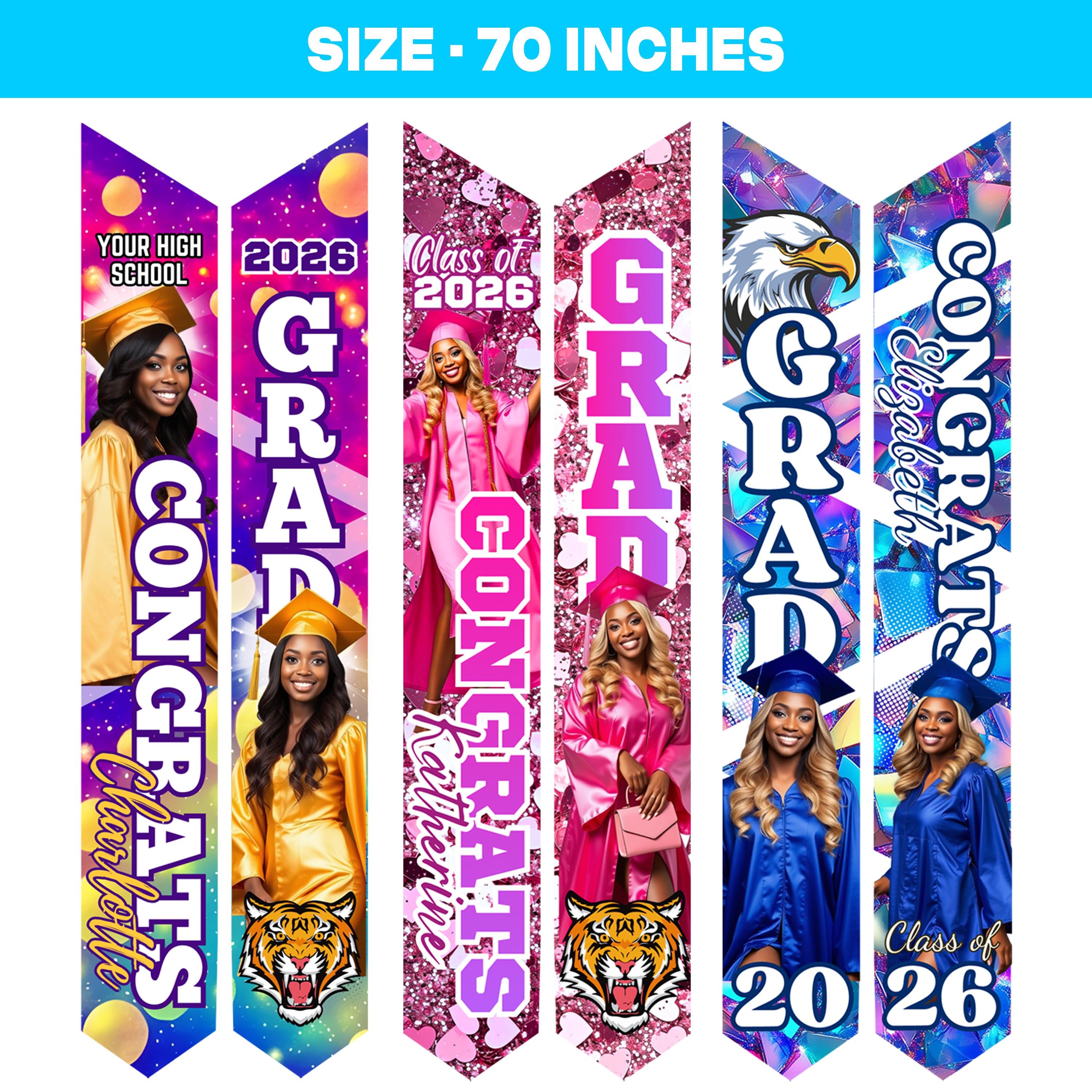 Graduation Stole Template Canva Bundle: 10 Editable Grad Stole Designs ...