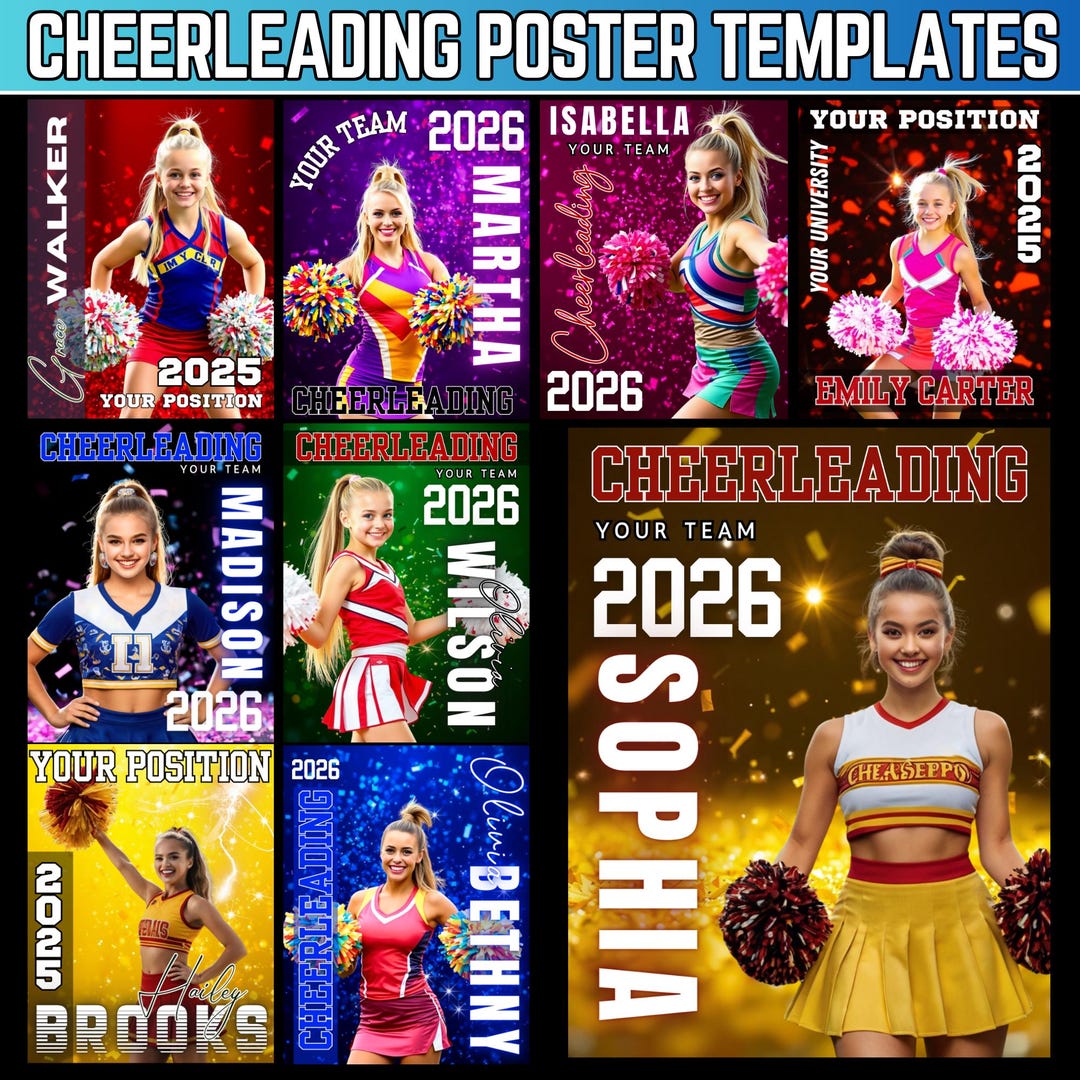 Cheerleader Poster Canva Editable Template: Senior Cheer Team Banner ...