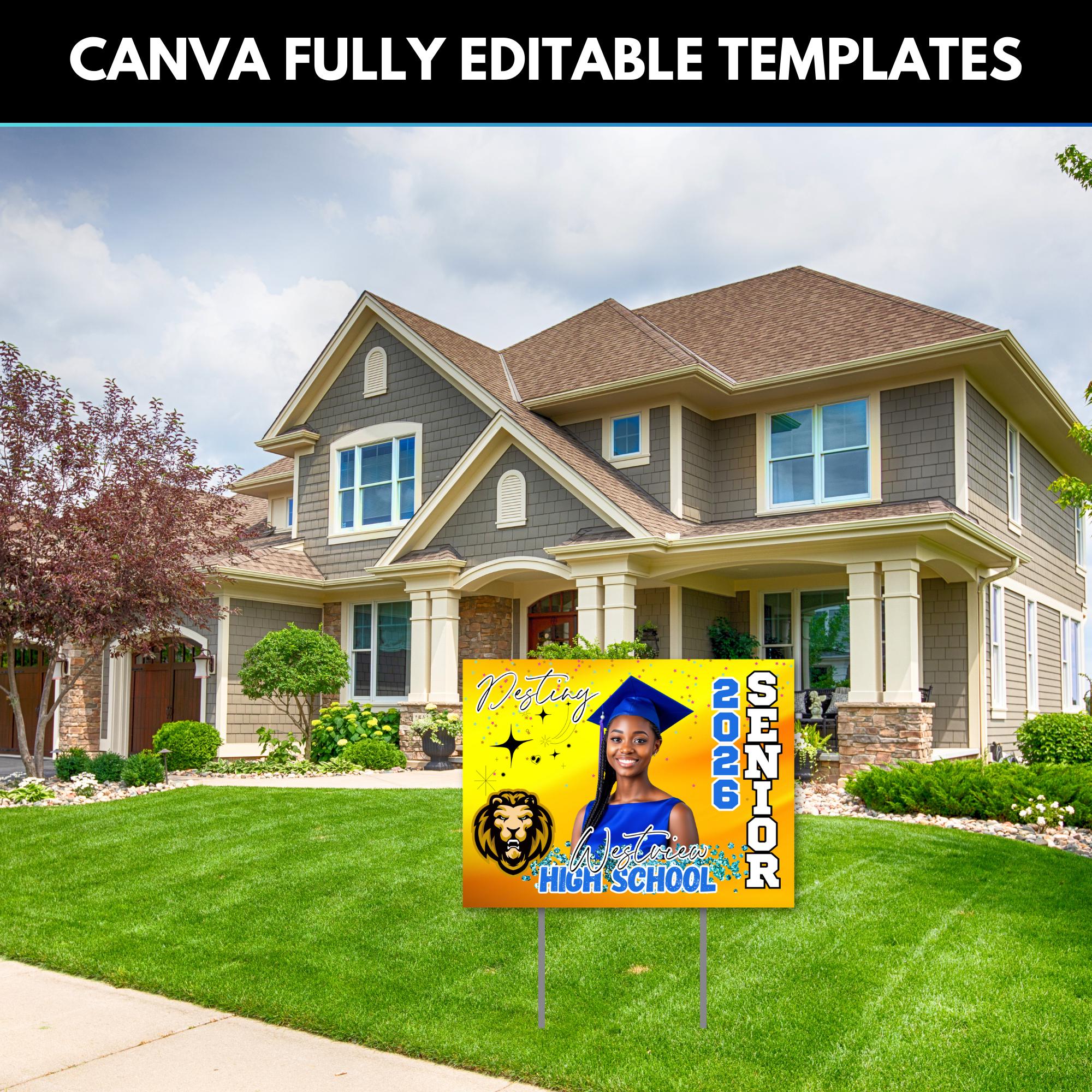 Graduation Yard Sign Template Bundle: Customize Grad Yard Signs (canva ...
