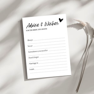 Advice for the Bride and Groom, Wedding Advice Cards, Bridal Shower ...