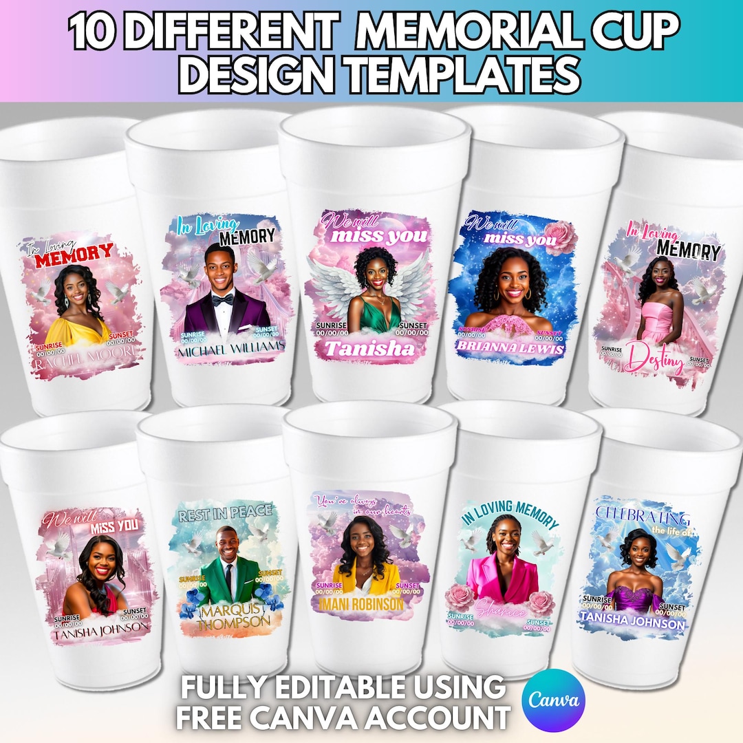 Memorial Cup Sticker Template: in Loving Memory Cup Templates, Funeral ...
