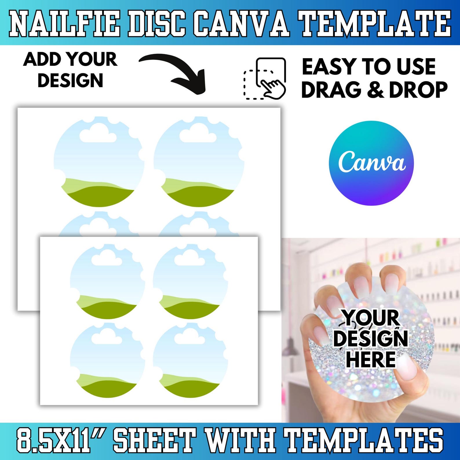 Nailfie Disc Canva Template: Nail Tech Photo Prop, Business Logo - Etsy