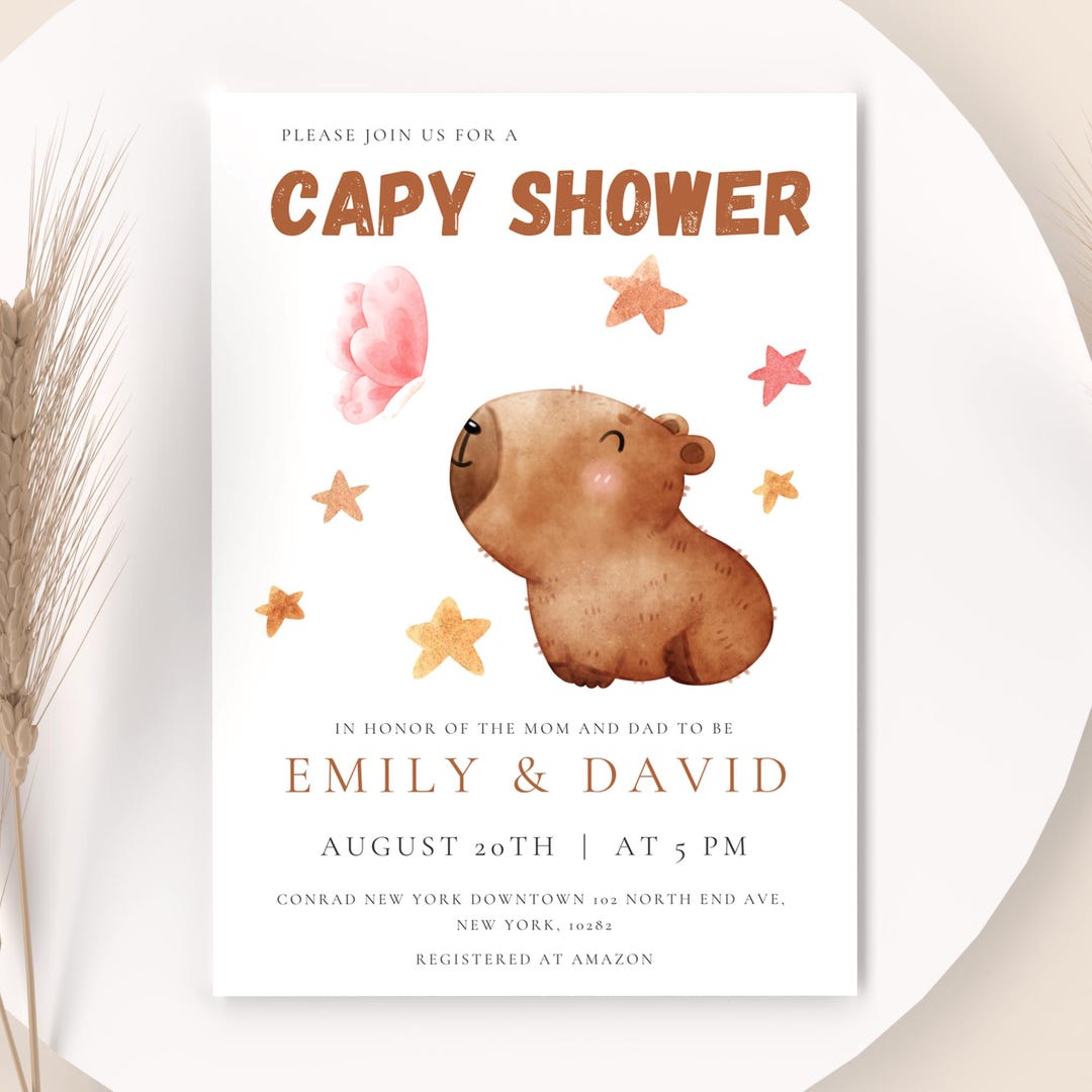 Editable Capybara Baby Shower Invitation, Capy Shower Invitation ...