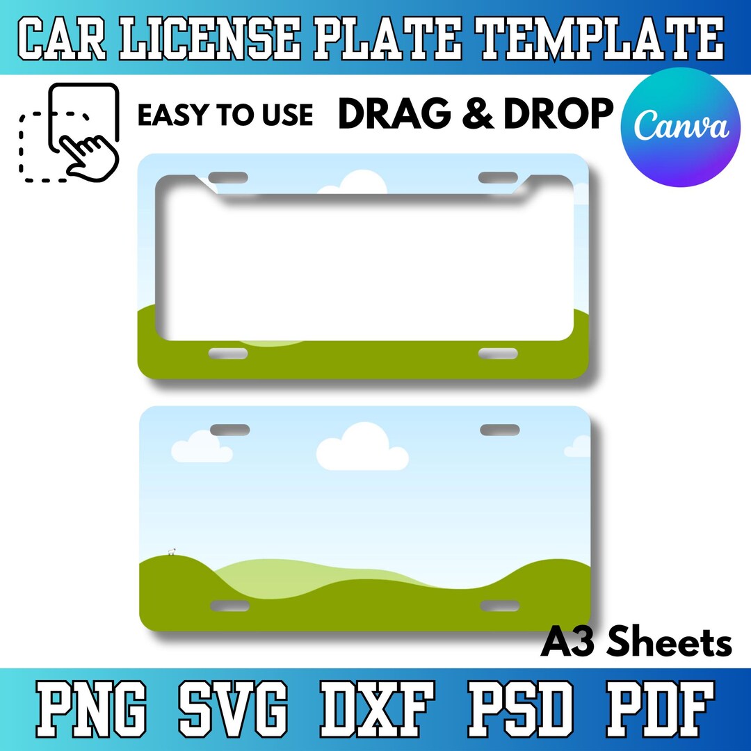 Editable Car License Plate Template: Canva License Frame Svg Png Dxf - Etsy