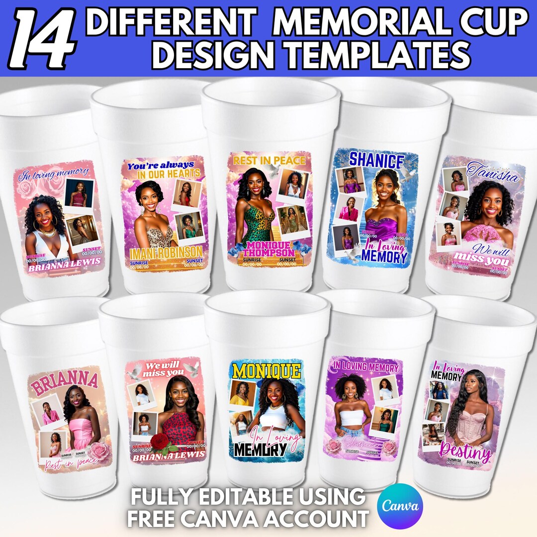 Memorial Cup Canva Templates: in Loving Memory Design, Funeral ...