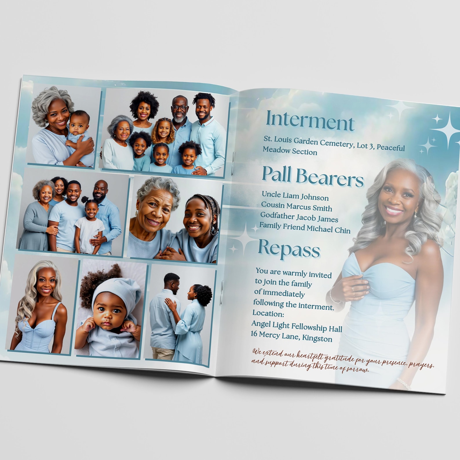 Memorial Program Canva Template: Celebration of Life Obituary Booklet ...
