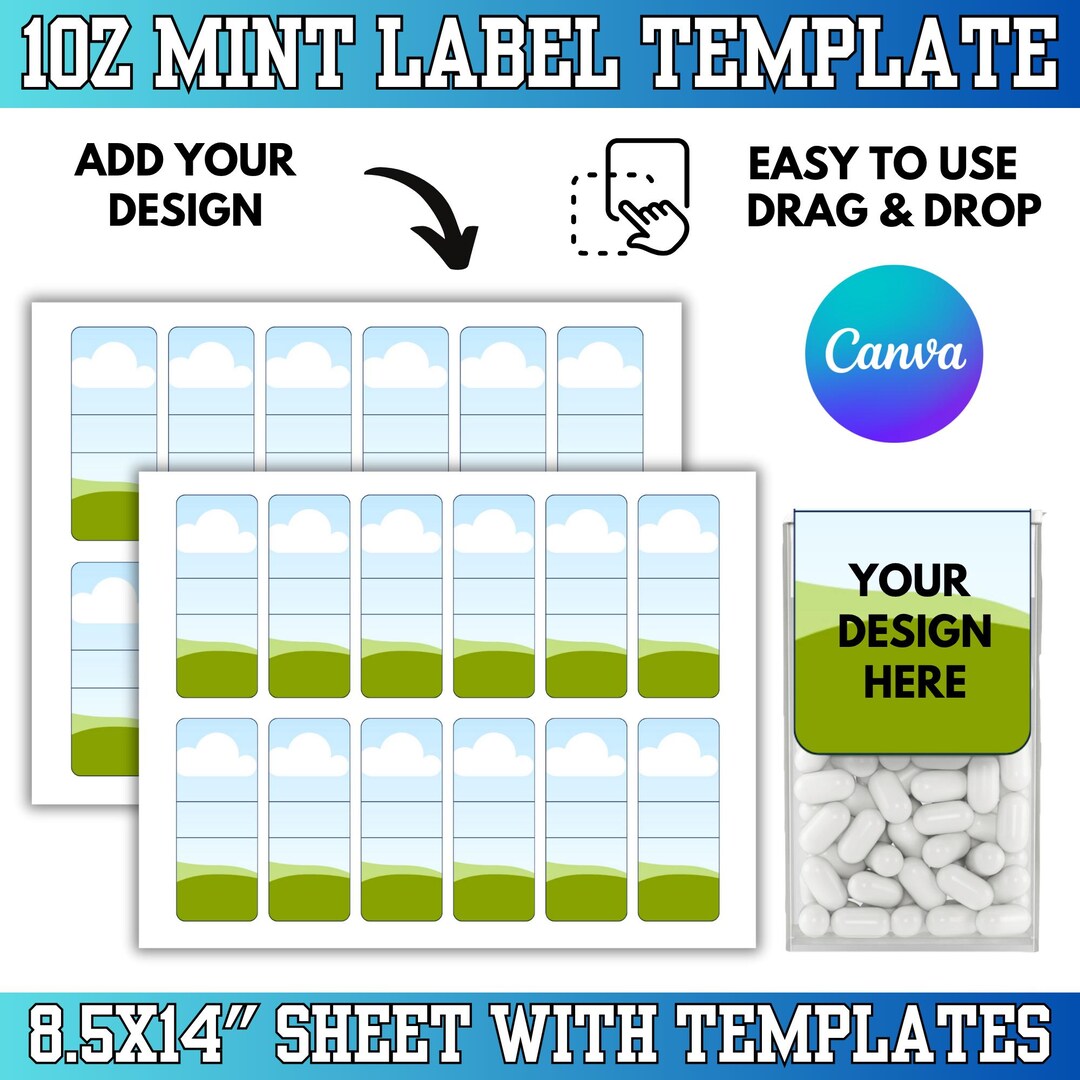 1oz Mint Label Template: Editable Mint Labels Canva Templates - Etsy