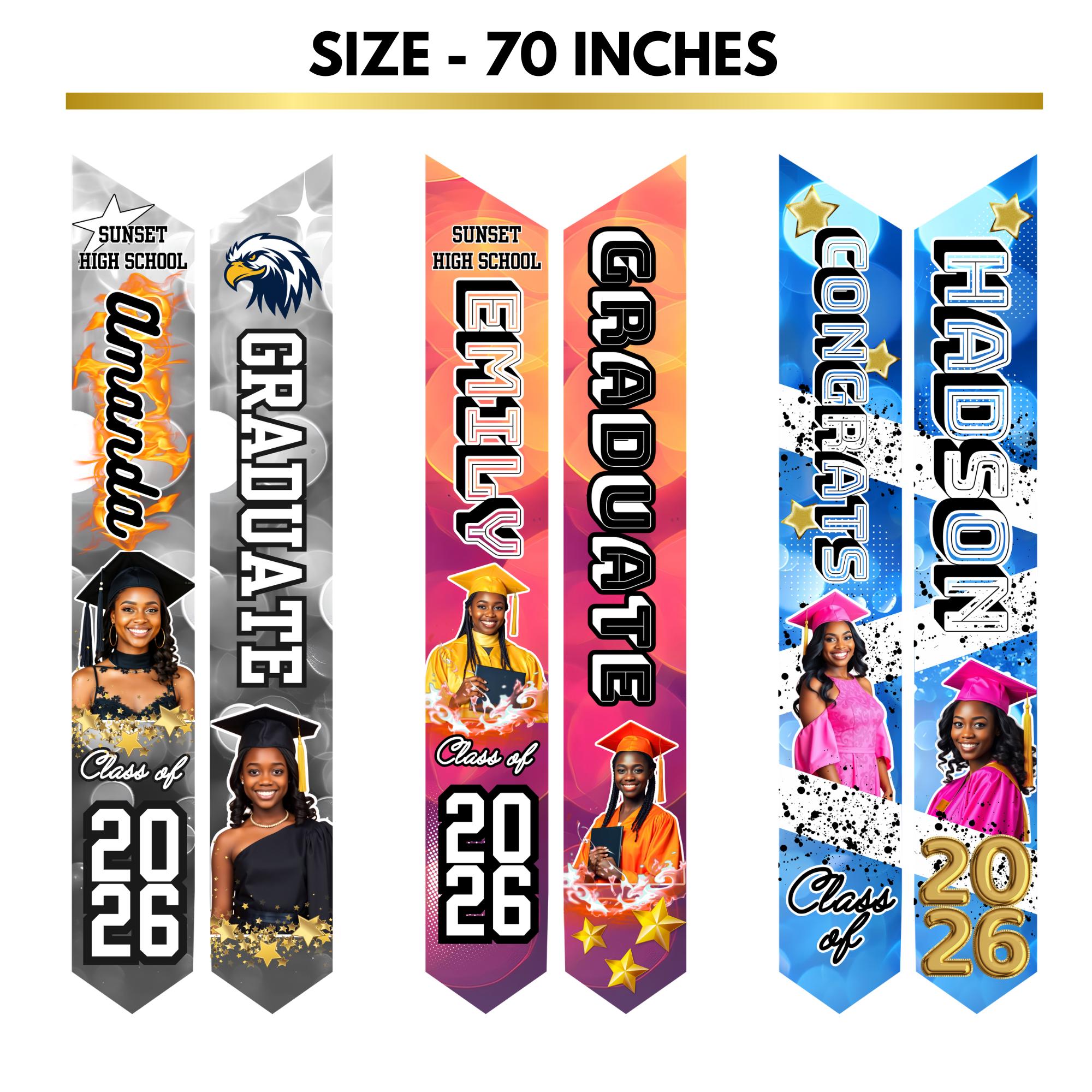 10 Graduation Stole Template Canva Bundle: Editable Grad Stole Designs ...