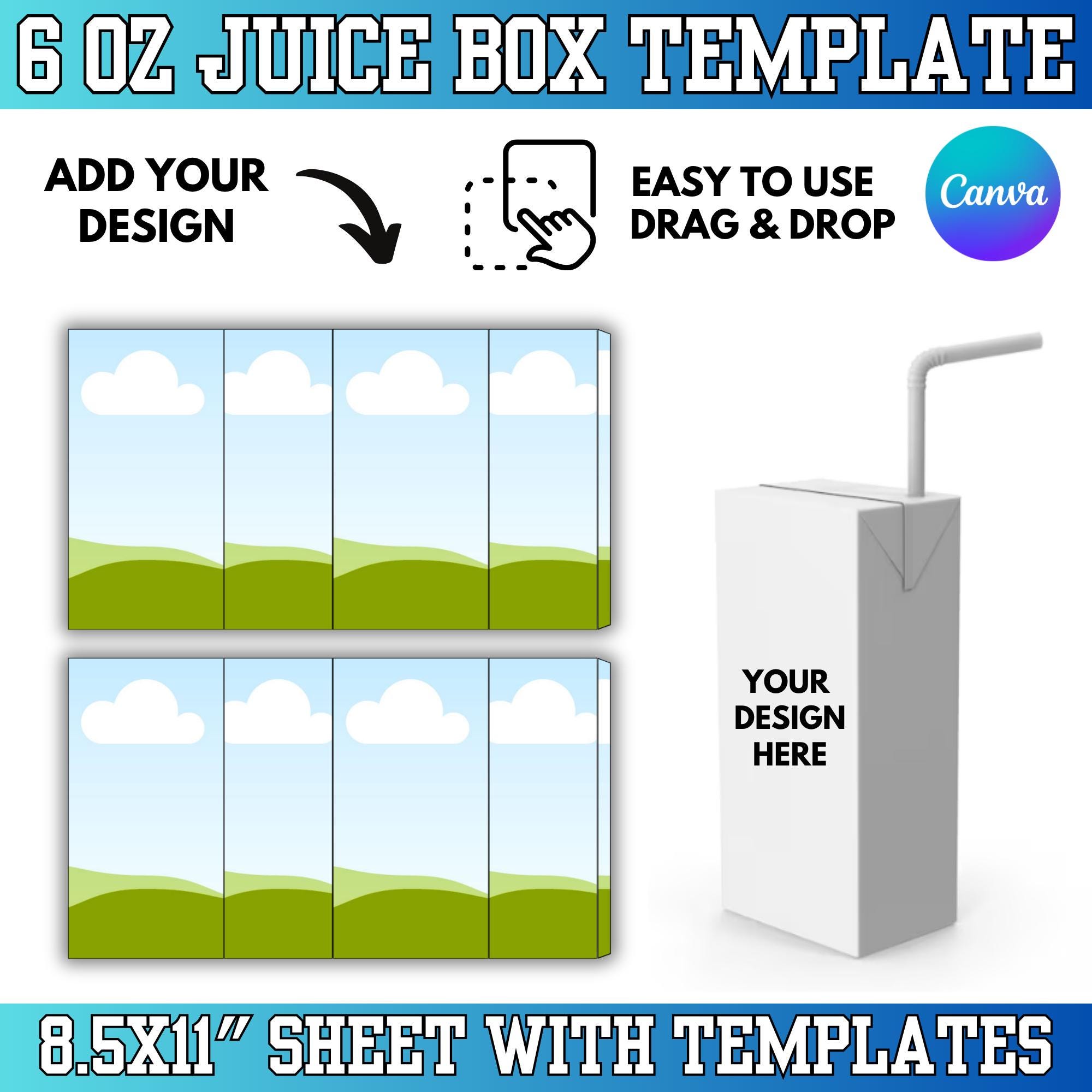 6oz Juice Box Wrapper Template: Printable Juice Label Sticker - Etsy