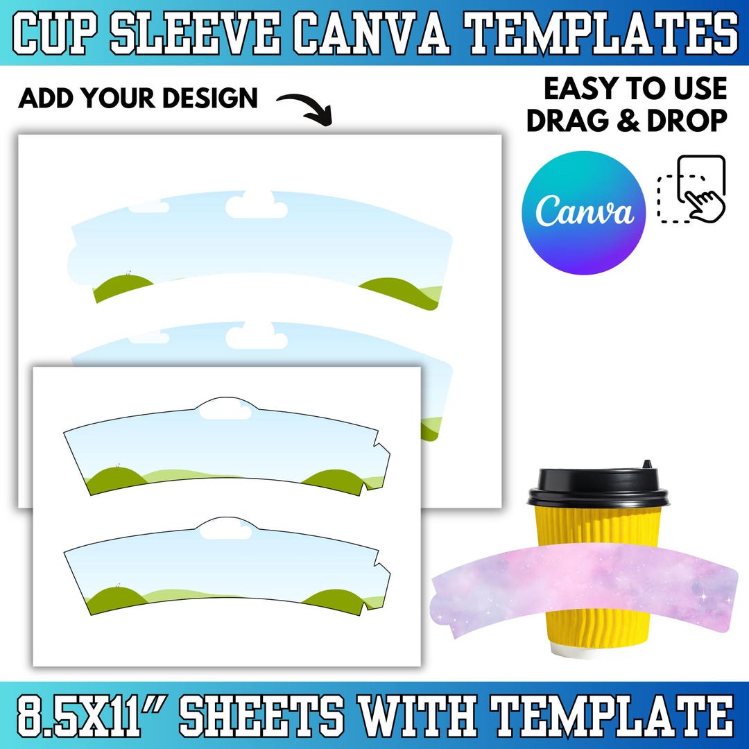 Editable Paper Cup Sleeve Template, Coffee Cup Wrapper Templates - Etsy