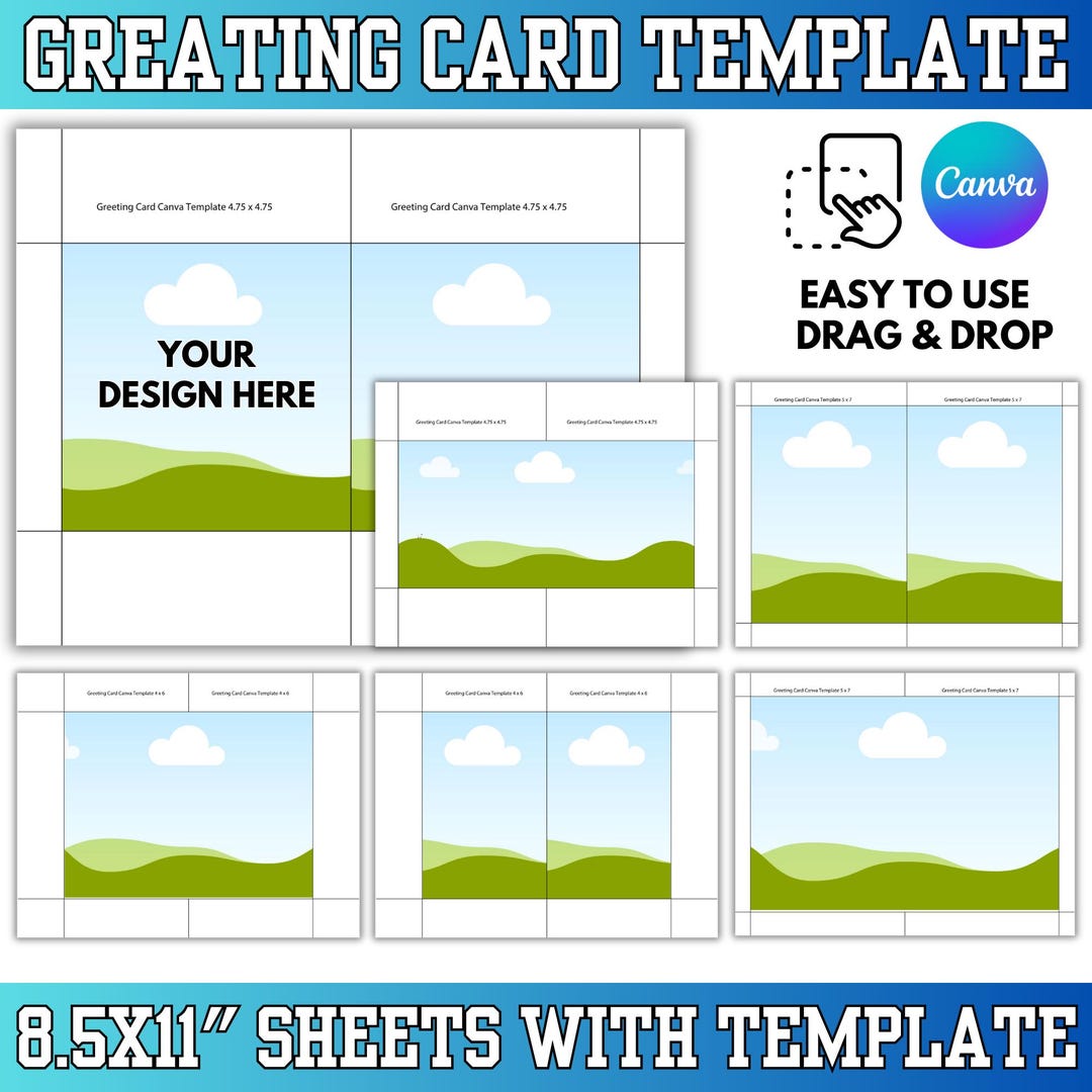 Greeting Card Template Bundle: Printable Cards Templates, Birthday ...