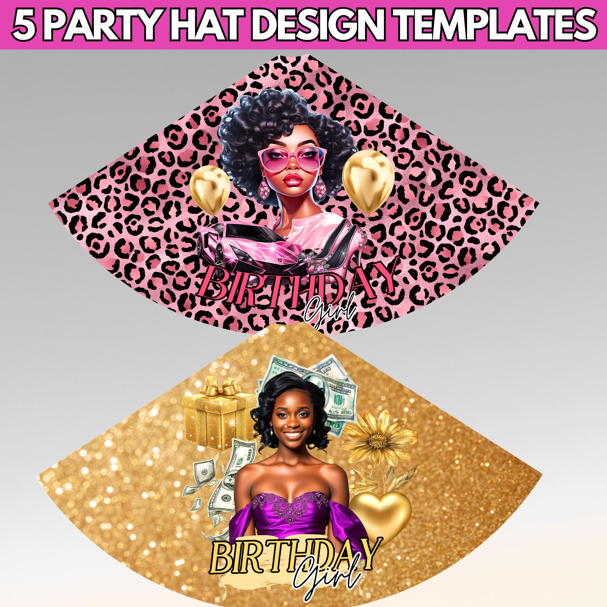 Editable Birthday Party Hat Templates: Canva Printable Party Favor Hats ...