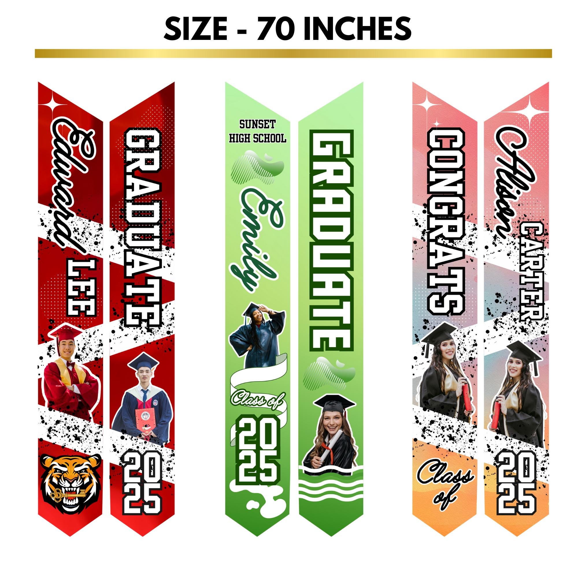 10 Graduation Stole Template Canva Bundle, 2025 Grad Stole Editable ...