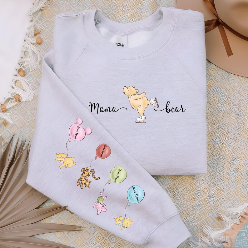 Classic Winnie the Pooh Mama Png, Ice Skating Mama Png, Honey Bear Mama ...