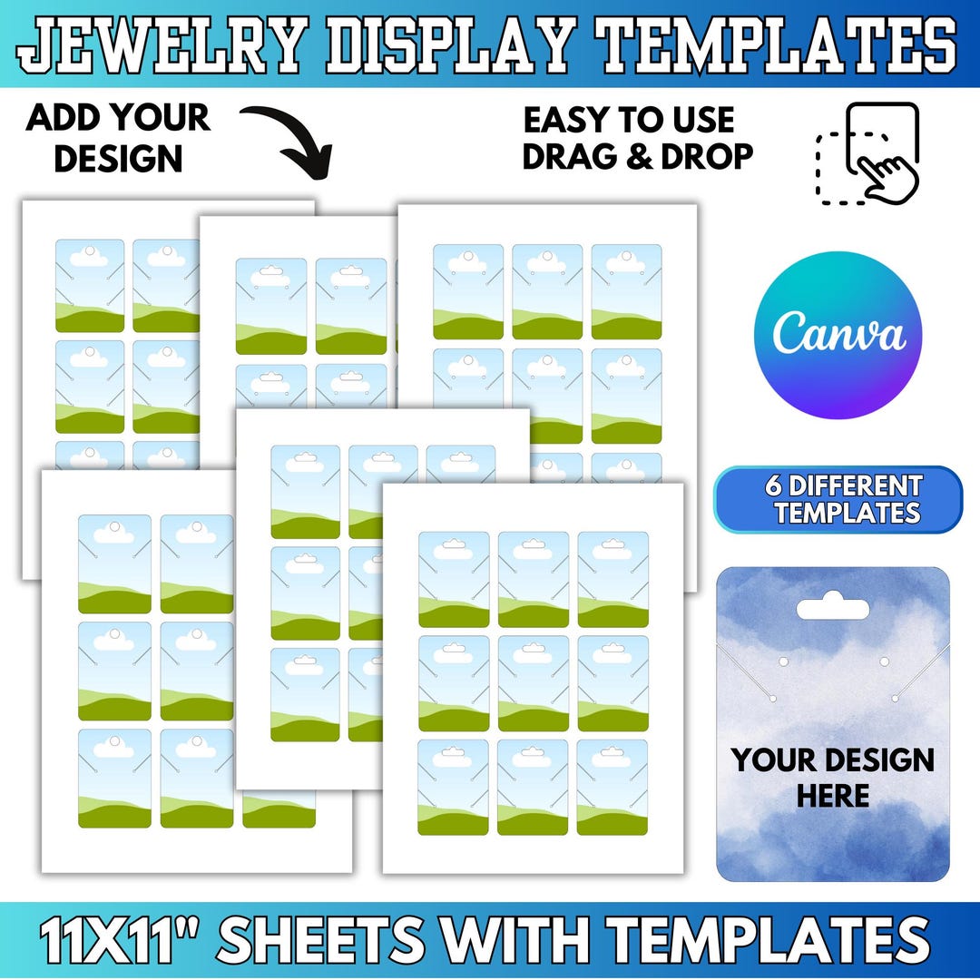 6 Earring Card Display Template: Jewelry Display Card Canva Earrings ...