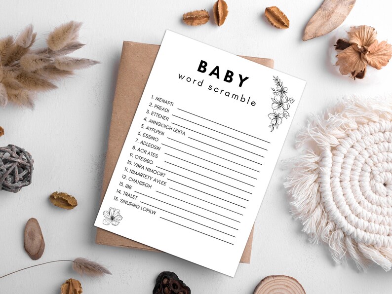 Baby Shower Word Scramble Answer Key, Baby Shower Game Canva ...