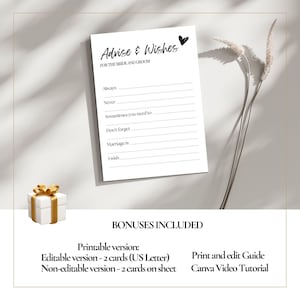 Advice for the Bride and Groom, Wedding Advice Cards, Bridal Shower ...