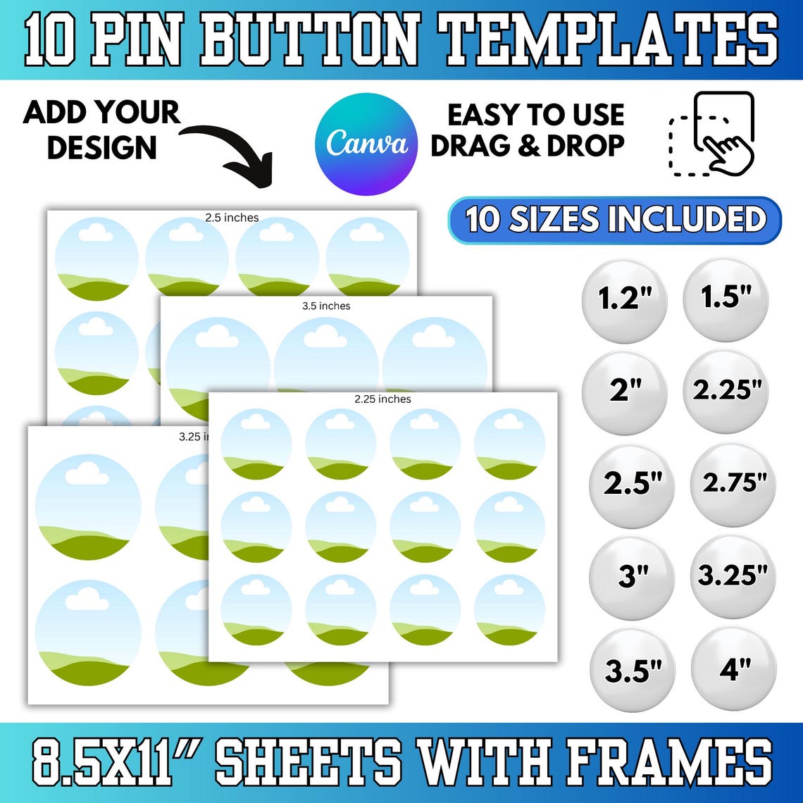 Editable Pin Button Templates: Badge Circle Label Template, Canva Frame ...