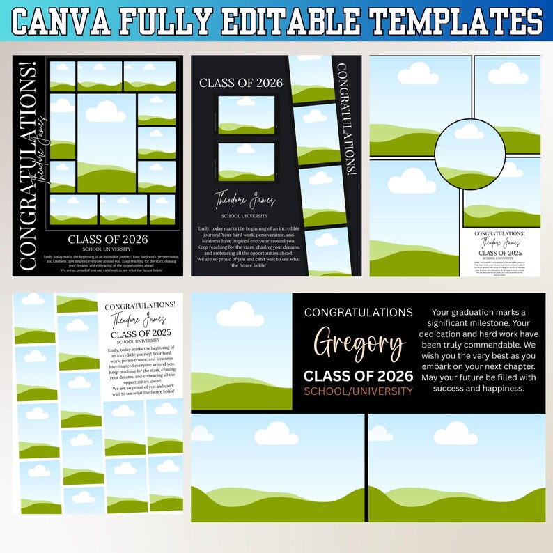 Full and Half Page Yearbook Ad Canva Editable Template: Senior Yearbook ...
