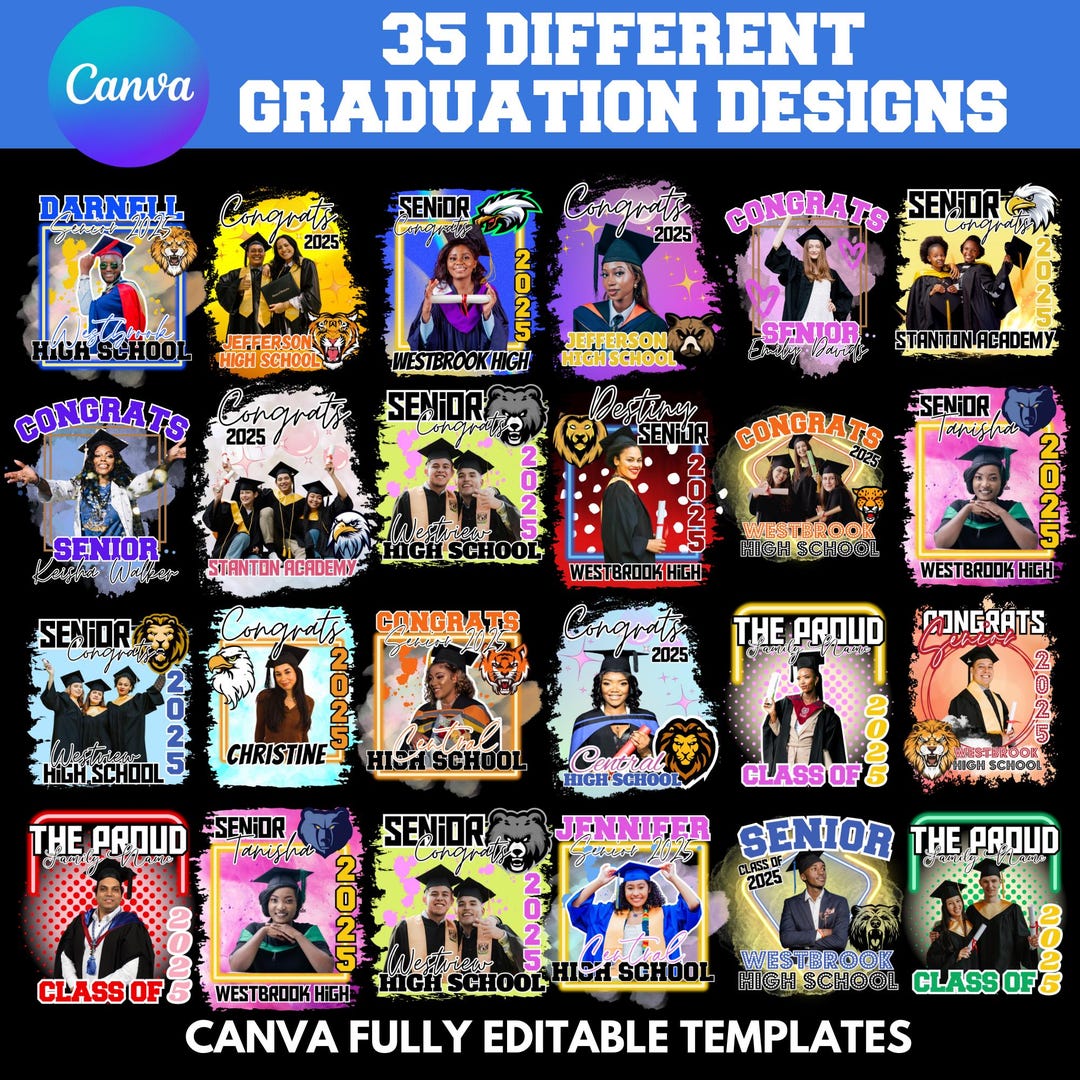 2025 Graduation Bootleg Canva Tshirt Template, Grad Shirt Template ...