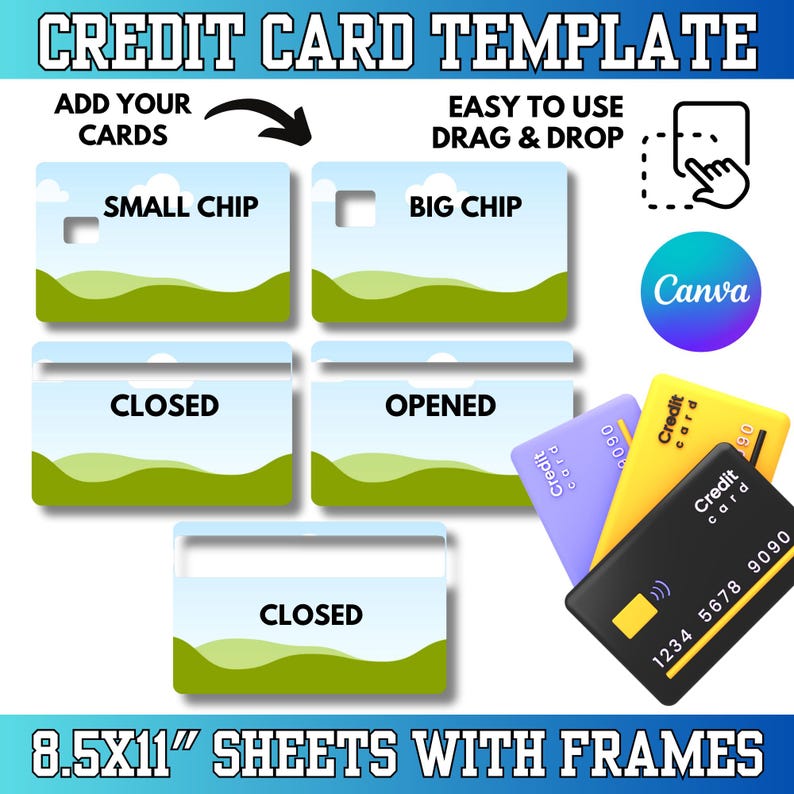 Credit Card Skin Editable Canva Template, Debit Card Cover Template ...