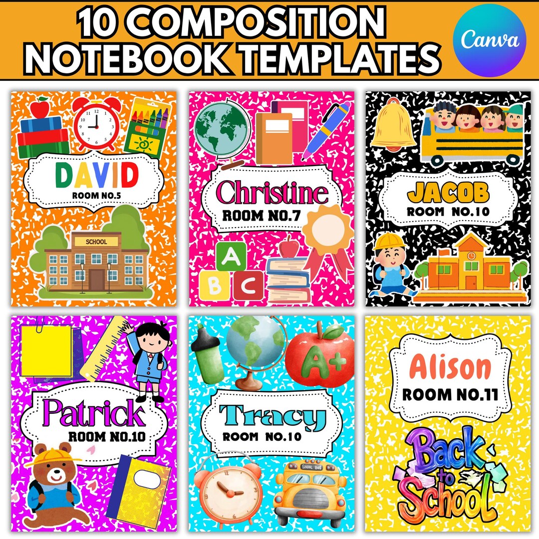 Editable Composition Notebook Cover Templates: Back to School ...