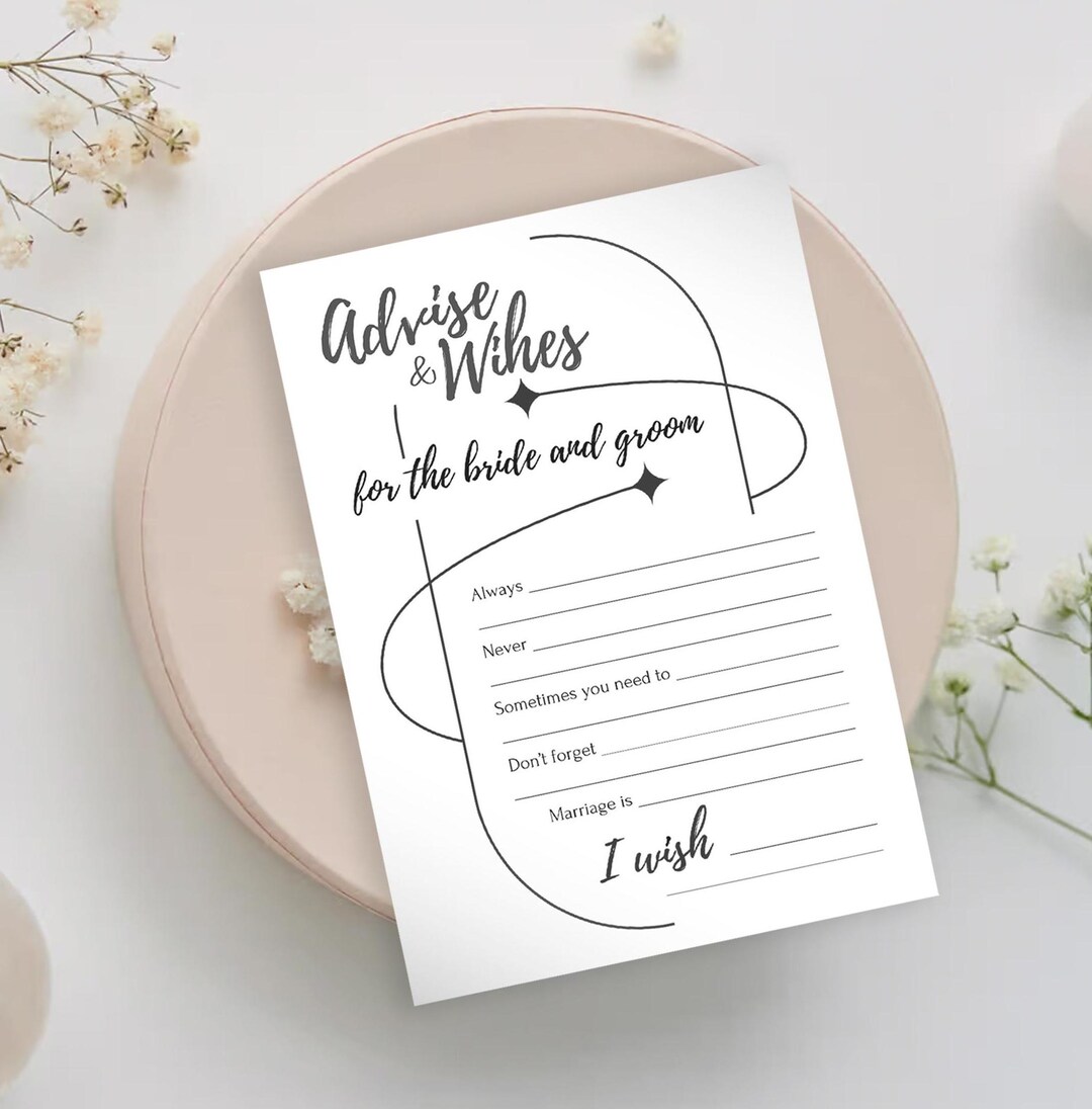 Advice for the Bride and Groom, Wedding Advice Cards, Bridal Shower ...