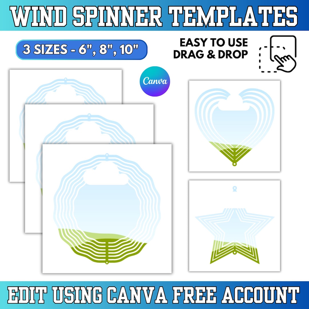 Wind Spinner Template: 3 Sizes, Spinner Canva Frame, Sublimation Design ...
