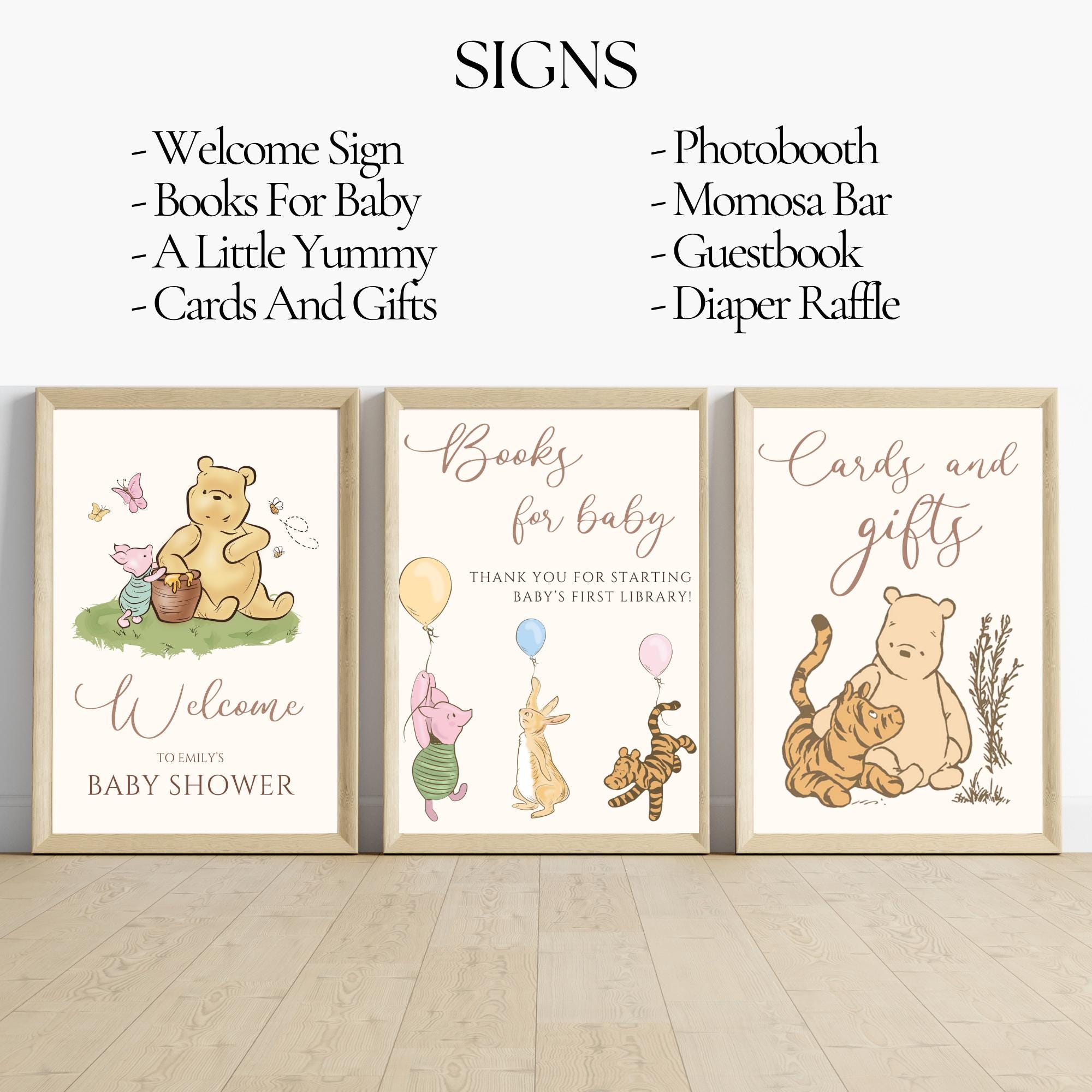 Winnie the Pooh Baby Shower Signs: 8 Editable Templates (digital ...