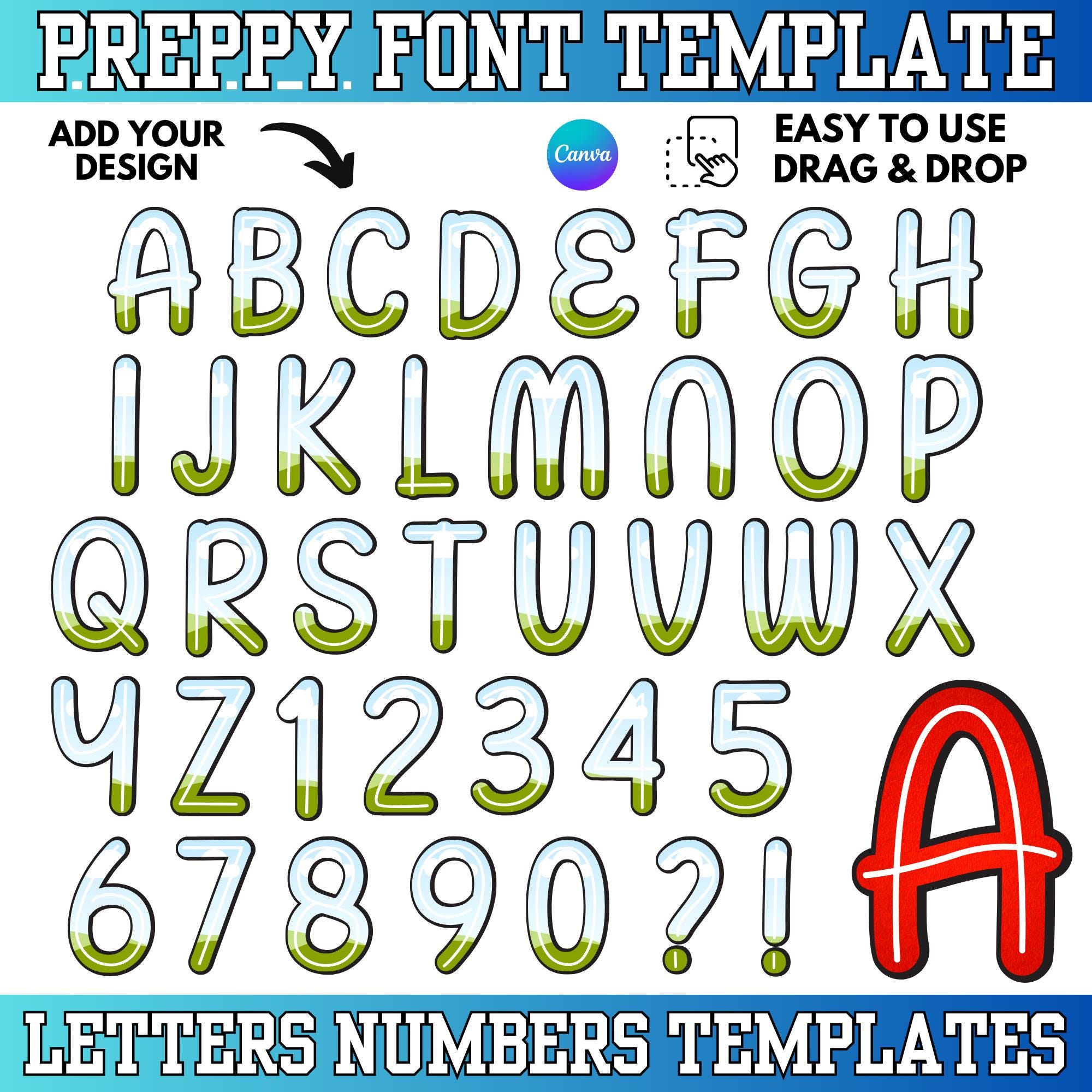 Canva Frame Template Alphabet, Doodle Letter Numbers: Editable Preppy ...