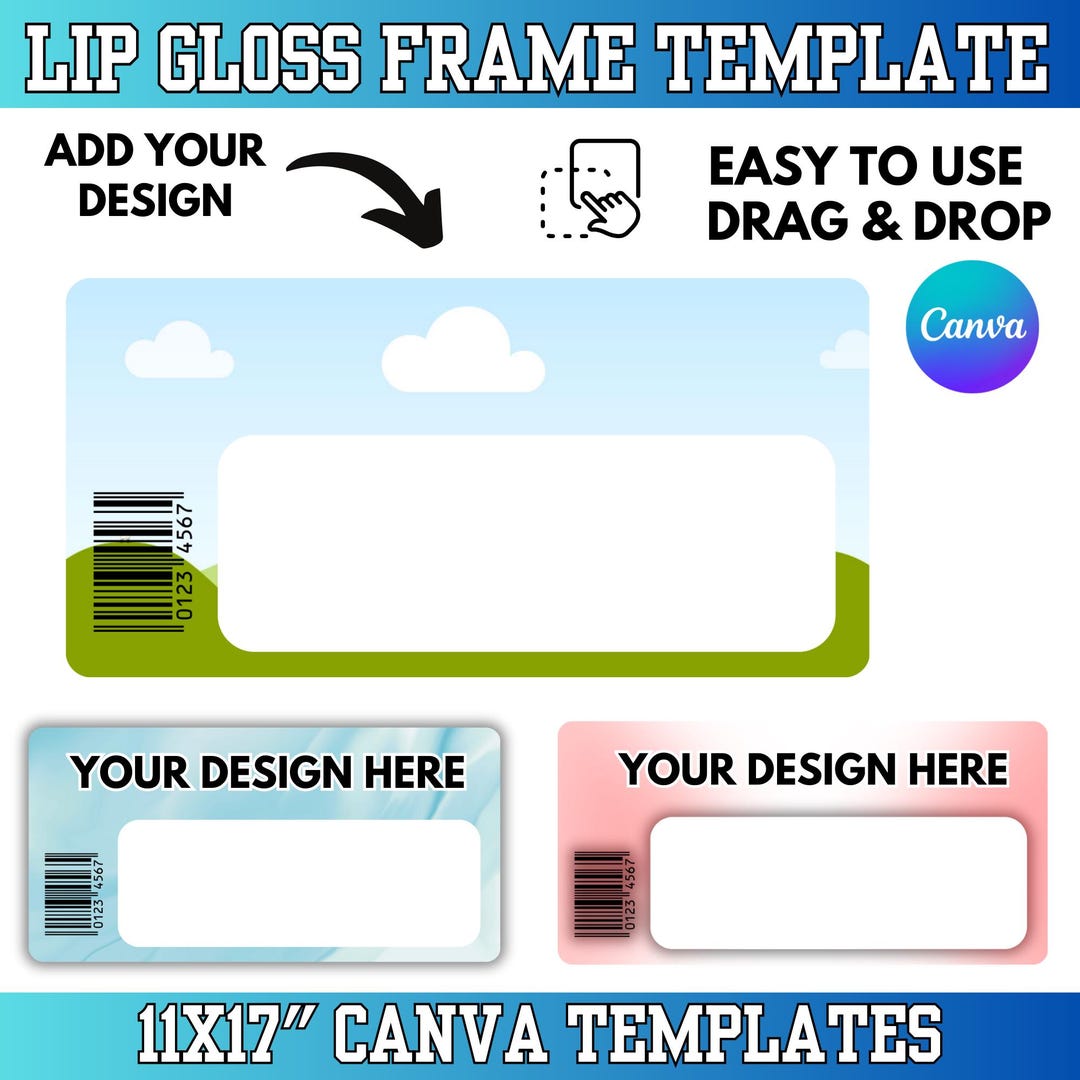 Lip Gloss Canva Frame Template: Canva Editable Party Favors Templates ...
