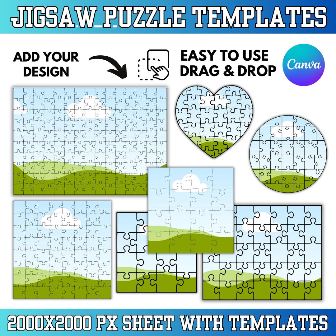Jigsaw Puzzle Canva Frame Template: Printable Puzzle Frames - Etsy