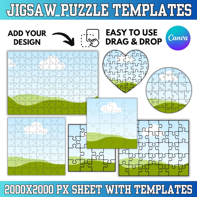 6 Piece Puzzle Template - Etsy