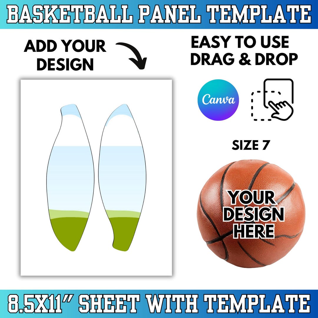 Basketball Panel Template Editable Canva Frame: Basketball Leather ...