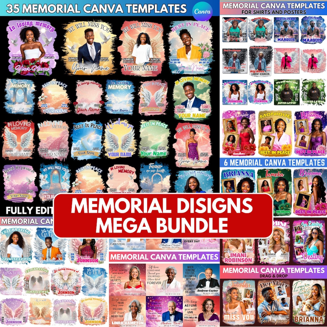 Memorial Designs Mega Bundle: 6 in 1 in Loving Memory Canva Design ...