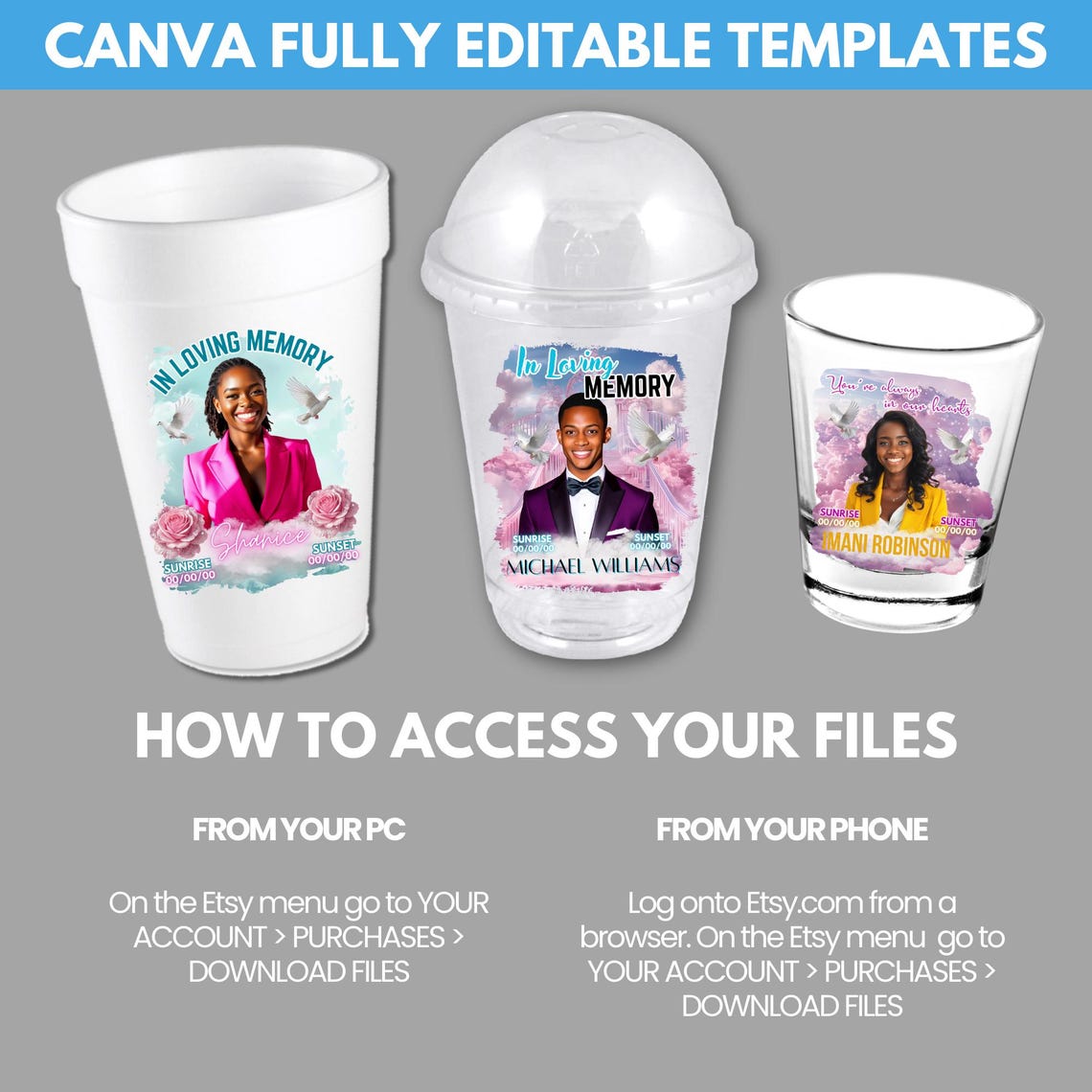 Memorial Cup Sticker Template: in Loving Memory Cup Templates, Funeral ...