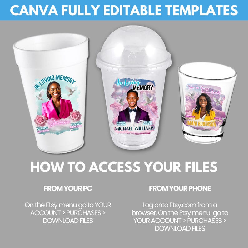 Memorial Cup Sticker Template: in Loving Memory Cup Templates, Funeral ...