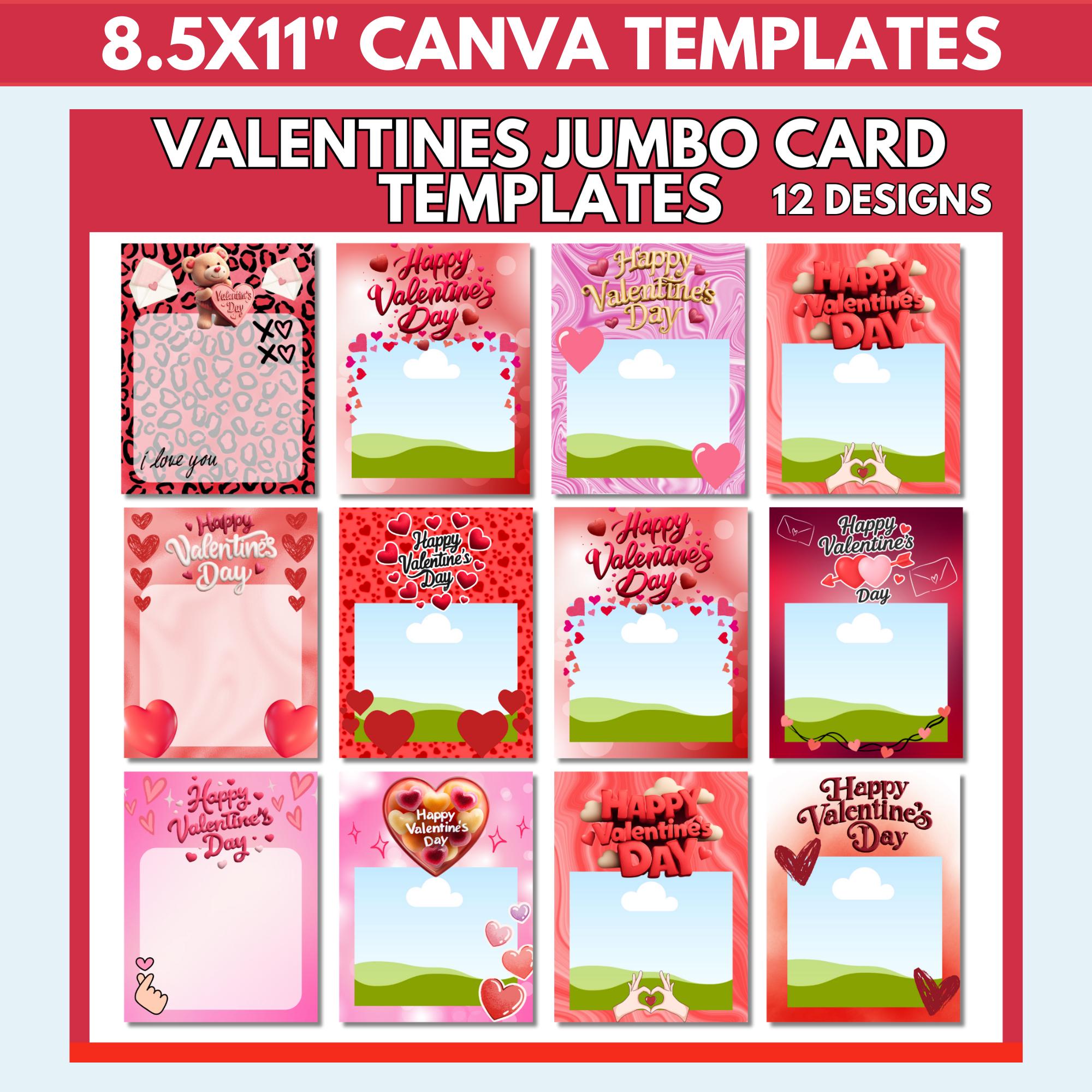 Valentine Jumbo Cards Mega Bundle: Canva Editable Valentines Jumbo Card ...