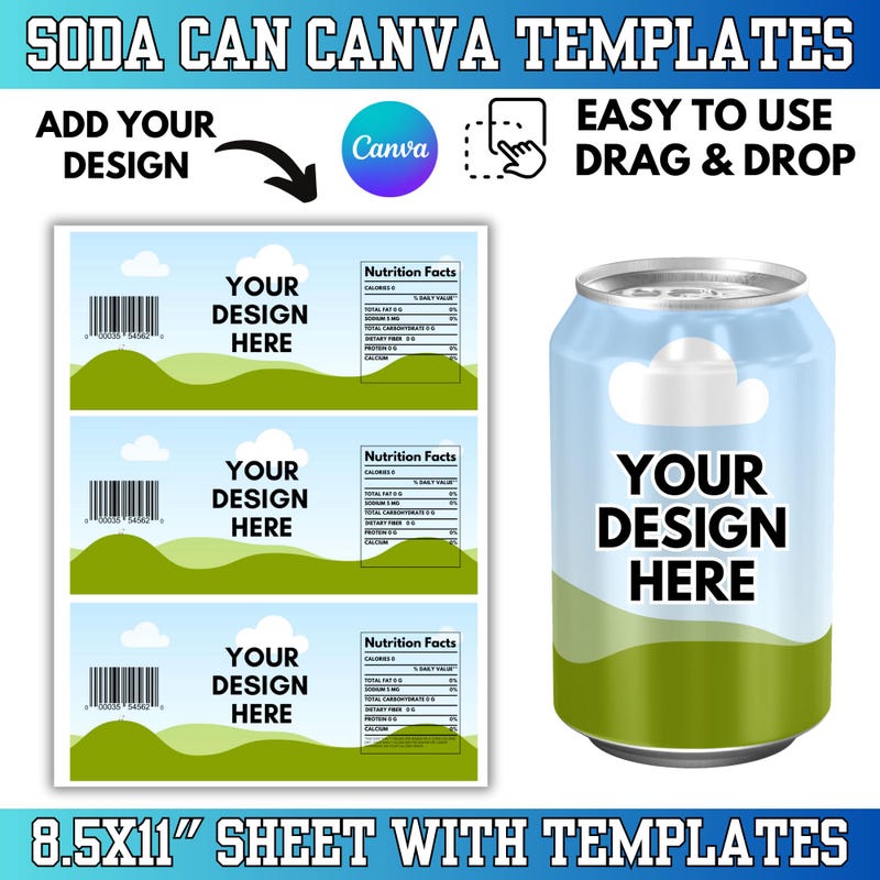 Soda Can Template Design - Etsy