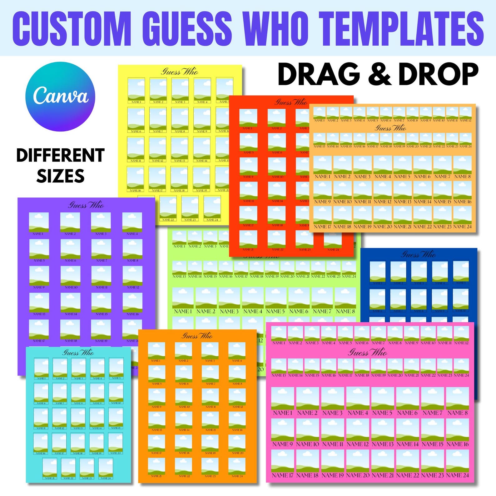 Guess Who Canva Templates, Custom Guess Who 2 Make Your Own Cards Using ...