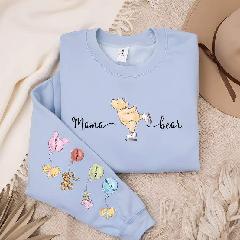 Classic Winnie the Pooh Mama Png, Ice Skating Mama Png, Honey Bear Mama ...