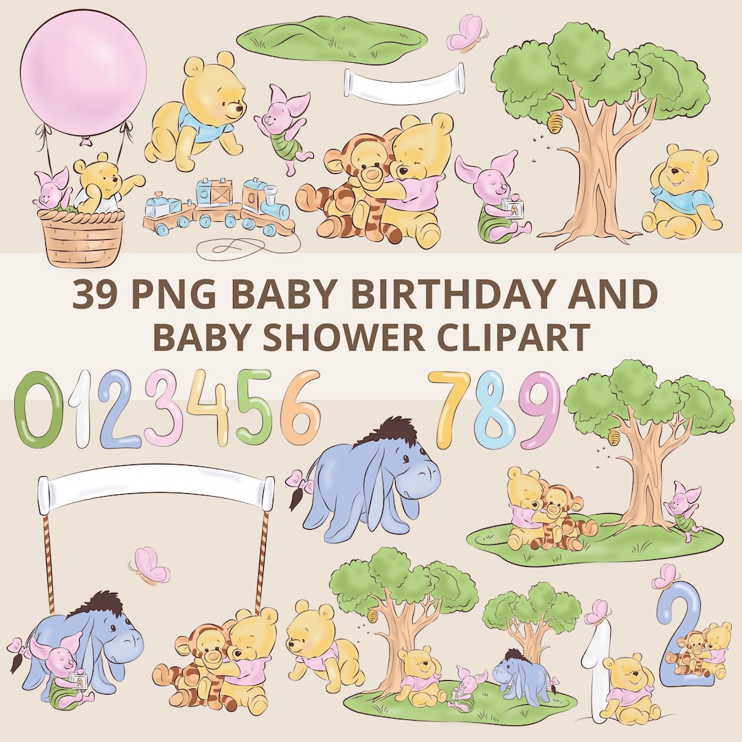 Winnie The Pooh Png Clipart Bundle Baby Shower Birthday Png 39