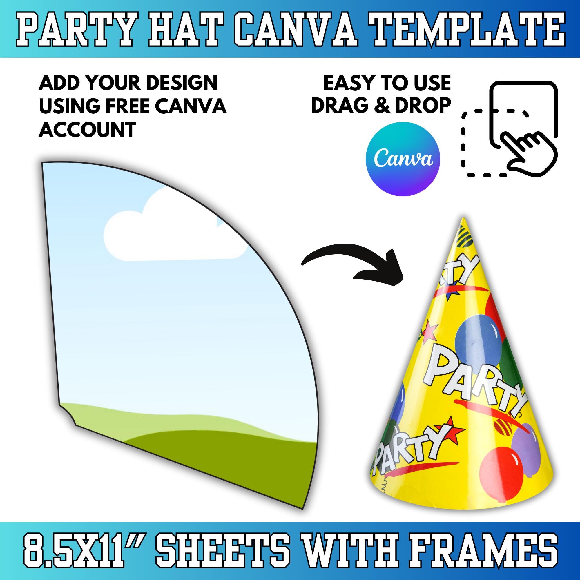 Editable DIY Party Hat Template: Custom Birthday Design, Paper Hat ...