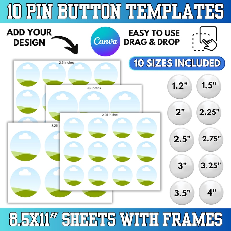 Editable Pin Button Templates: Canva Frame Design (digital Download) - Etsy